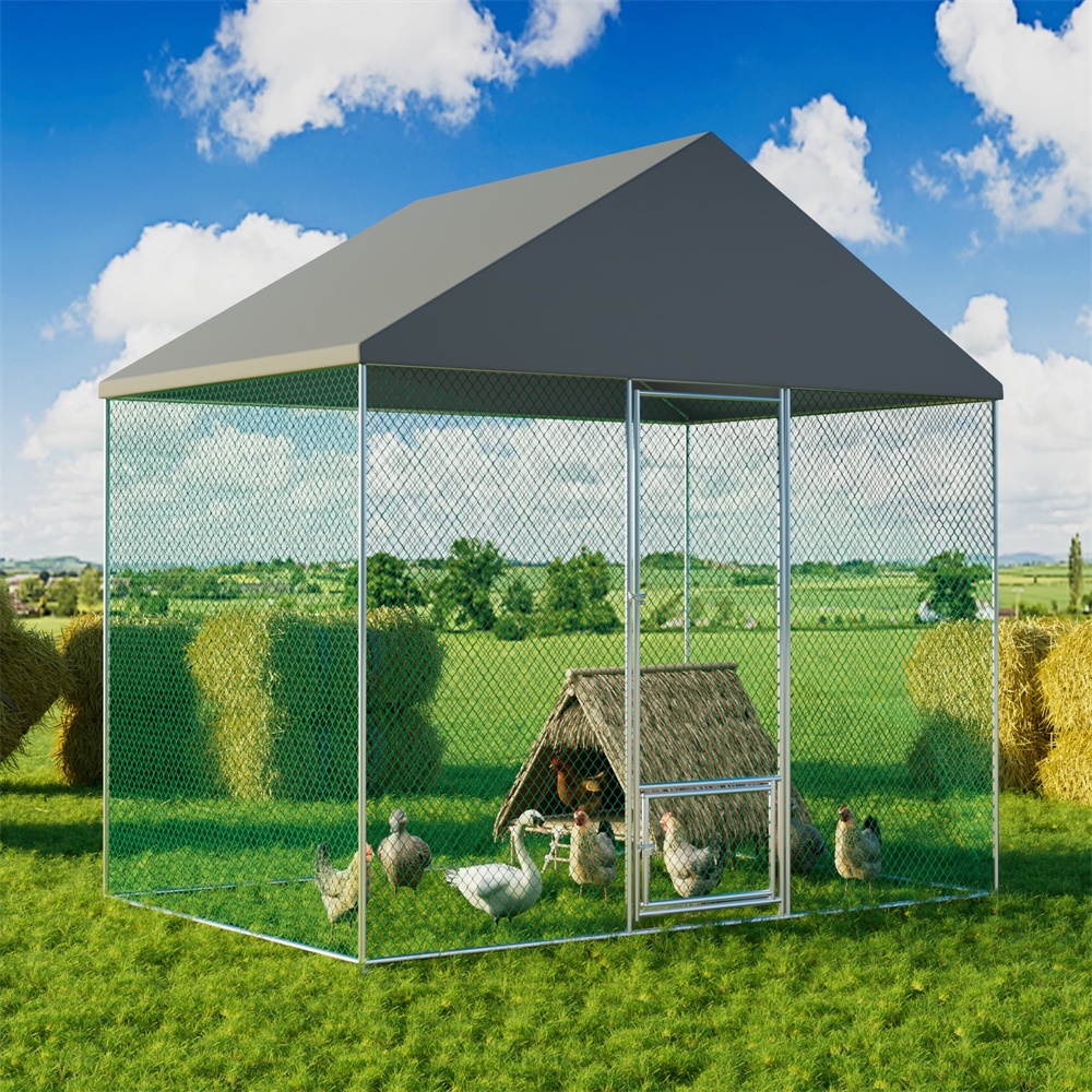 Bingopaw Large Metal Chicken Coop Pen Cage with UV & Water Resistant ...