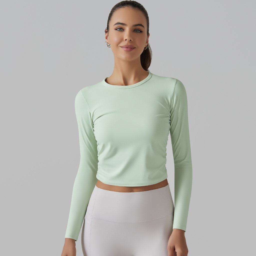 Nessaj Sports Tops Long Sleeves Round Neck Slim Tops Woman Yoga Workout ...