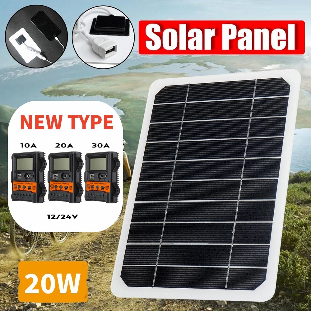 20W 5V Solar Charging Panel Board USB Cable 50CM Monocrystalline Silicon Solar Panel Fast with ...