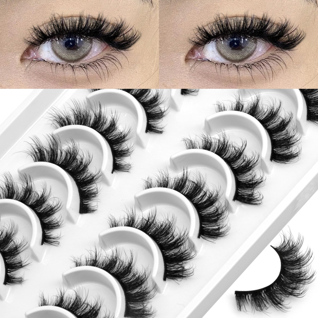 GROINNEYA 10 Pairs False Eyelashes Fluffy Lashes Dramatic Natural ...