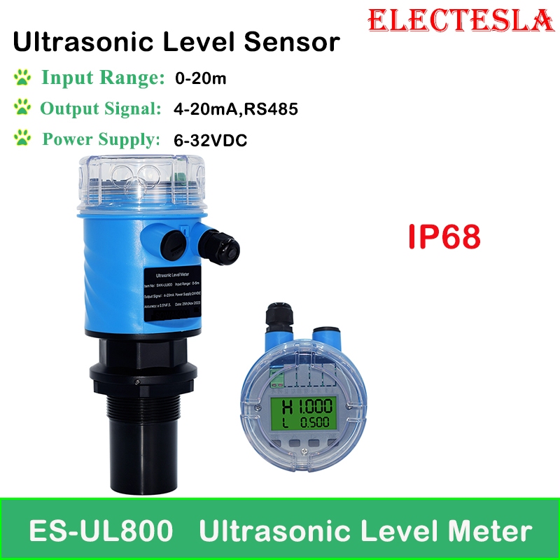IP68 Ultrasonic level meter 3m 5m 10m for tanks water level transmitter waterproof type 4-20mA ...