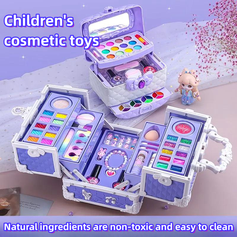 32PCS Kids Makeup Toys Girls Real Makeup Kit Washable Non-toxic Makeup ...