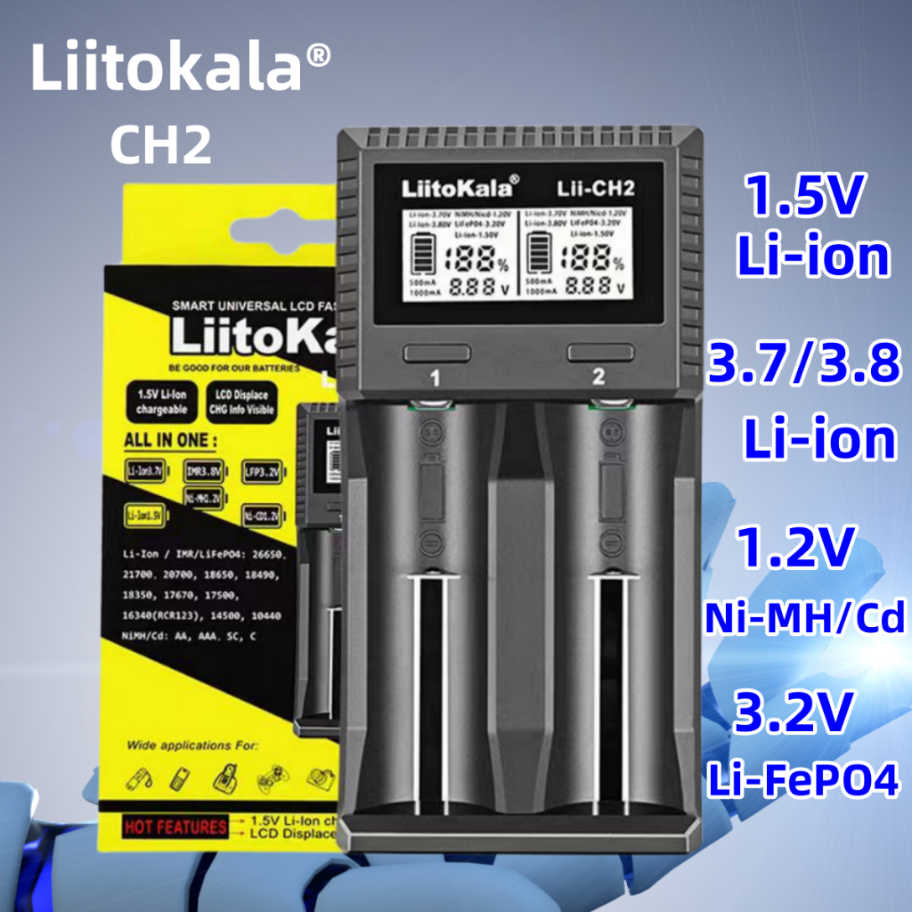 Liitokala lii-CH2 1.5V AA 1.2V AAA Lithium Ion Lithium Rechargeable ...