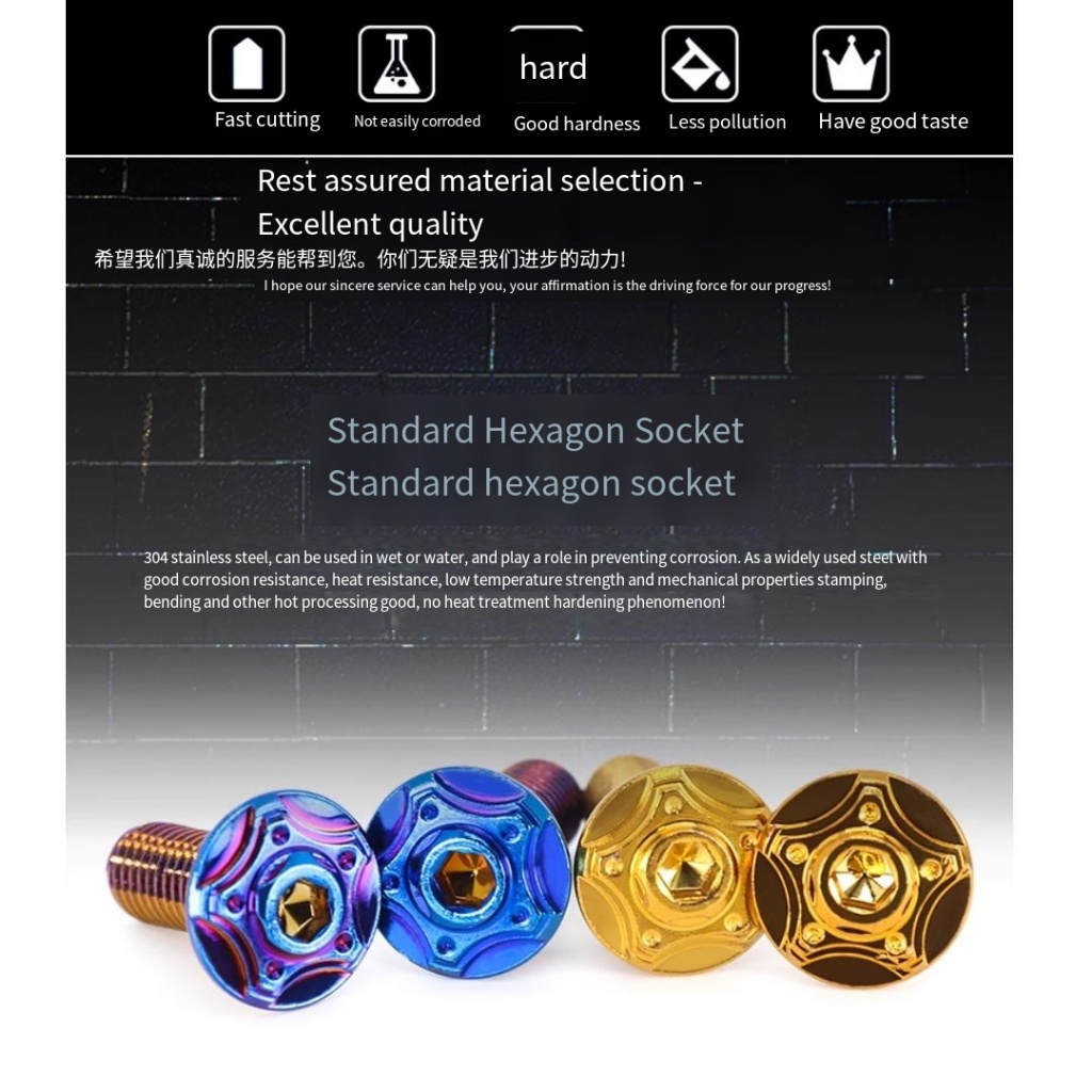 304 Stainless Steel Burnt Blue Pill Head Hexagonal Screws Titanium ...