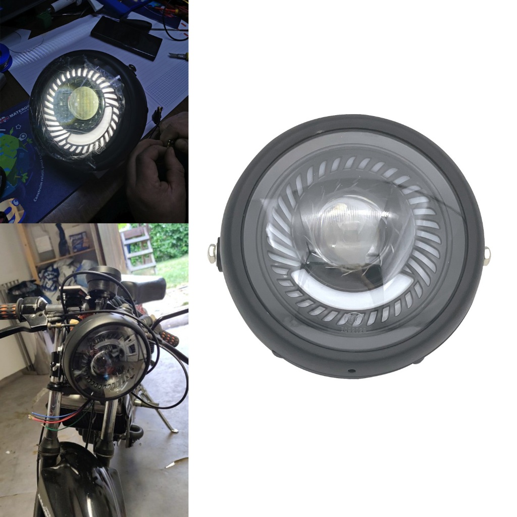 Motorcycle 6.5" Round Led Spiral White Headlight Headlamp For Honda ...