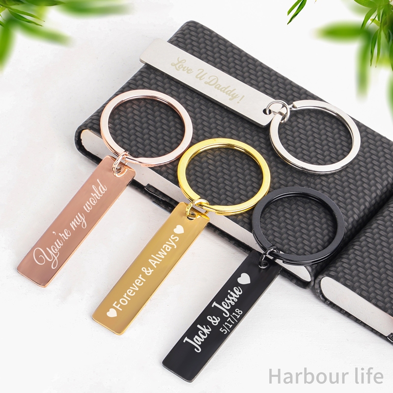 Personalized Stainless Steel Keychain Couple Gift Custom Name Keychain ...