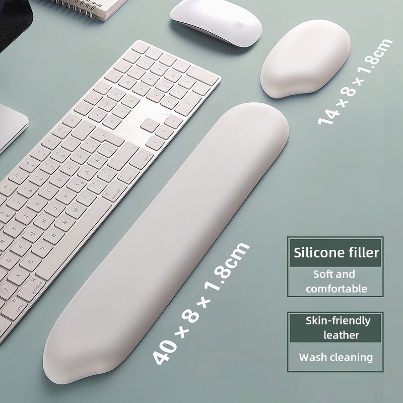 Soft Memory Foam Silicone Keyboard Wrist Rest Pad and Mouse Wrist Rest Pad, Soft Elastic ...