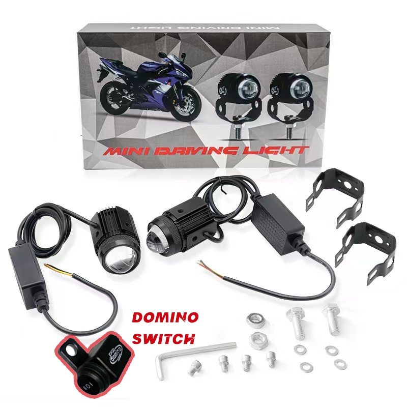Motorcycle lights Mini Driving Light White+Yellow A Pair of Universal ...