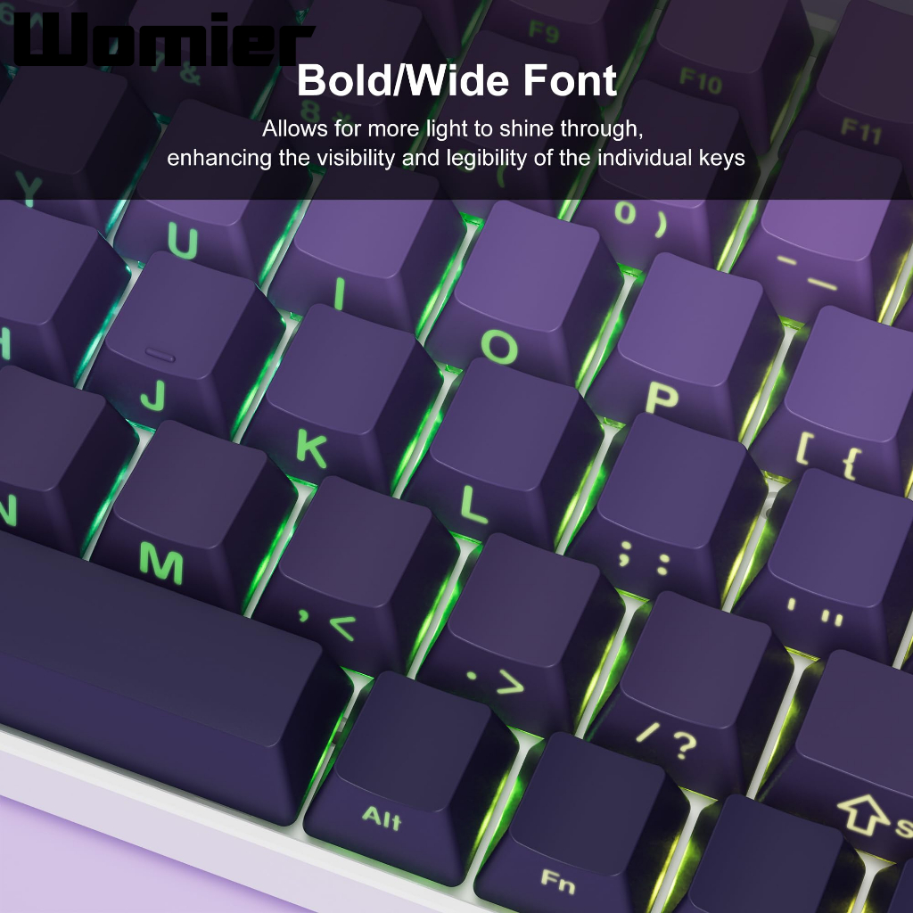 WOMIRE Side Printed Keycaps, 136 Keys Gradient Purple Keyboard Cover ...