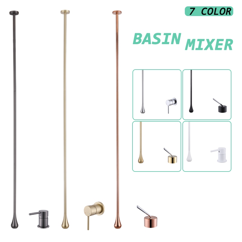 Custom Length Ceiling Basin Faucet Bathroom Metal Grey White Sliver ...