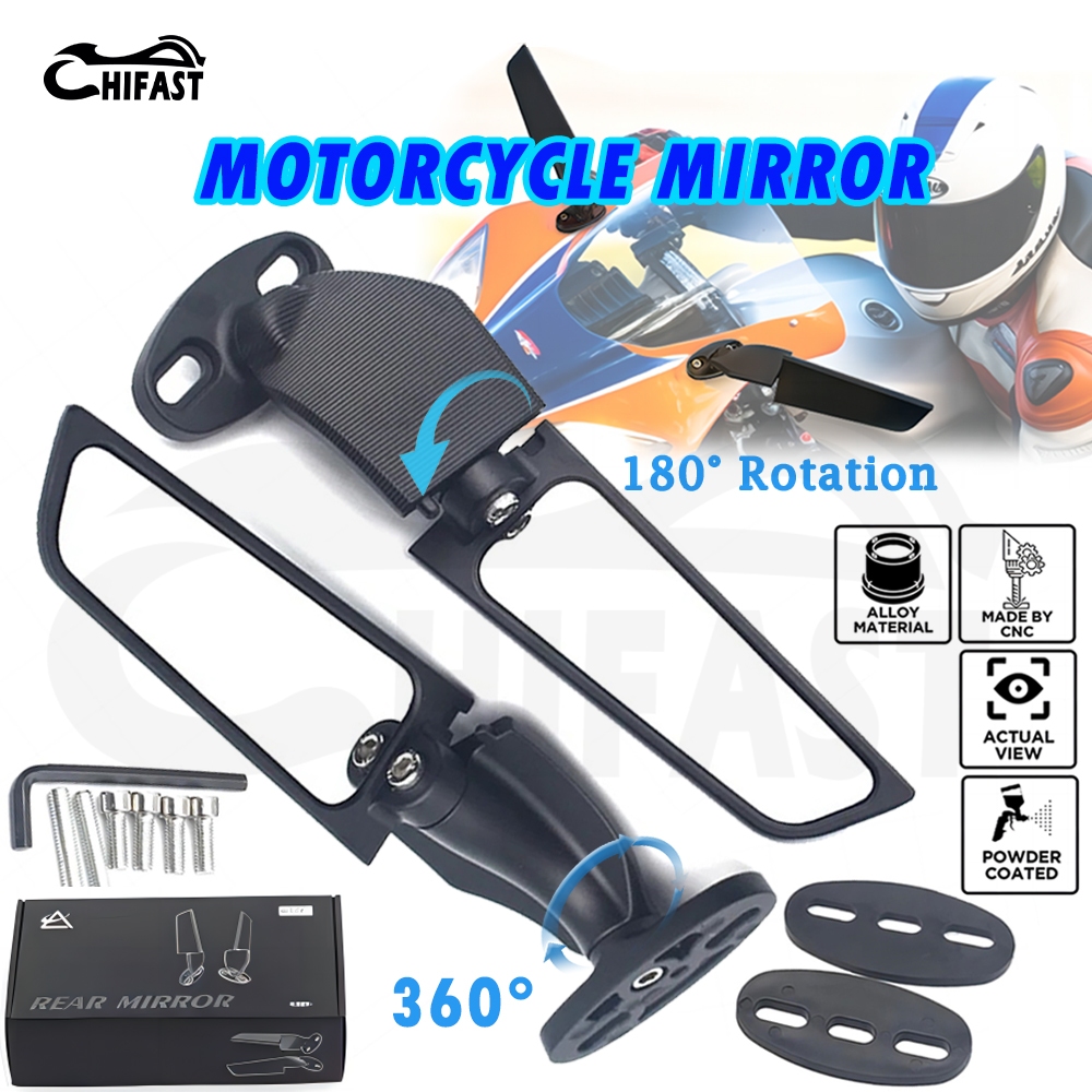 HIFAST Universal CNC Motorcycle Winglet Side Mirror Aluminum Adjustable ...