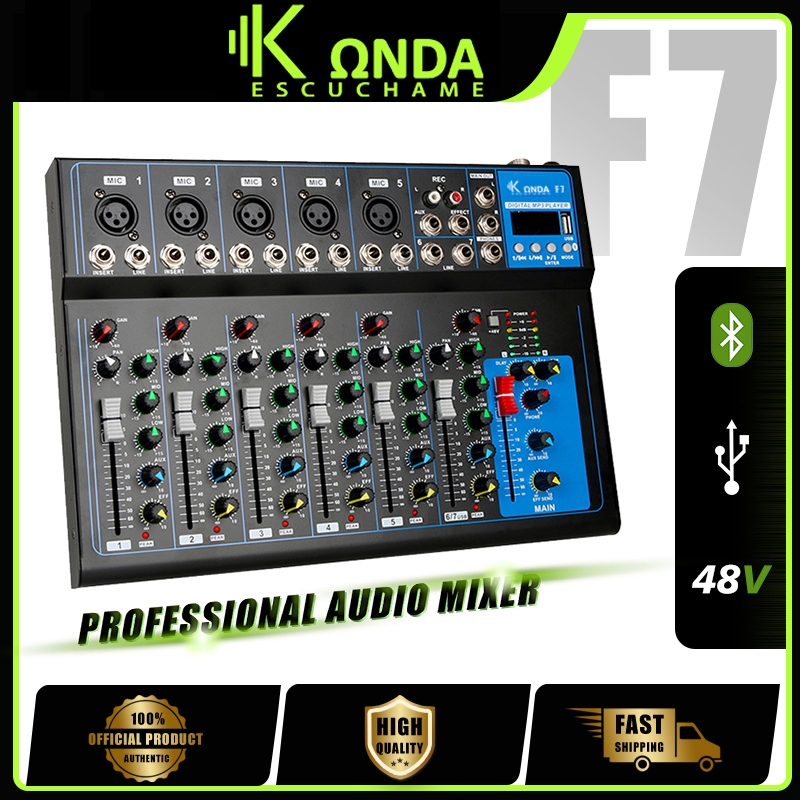 KONDA Audio Mixer Original With Bluetooth USB 7 Channel For DJ Play ...