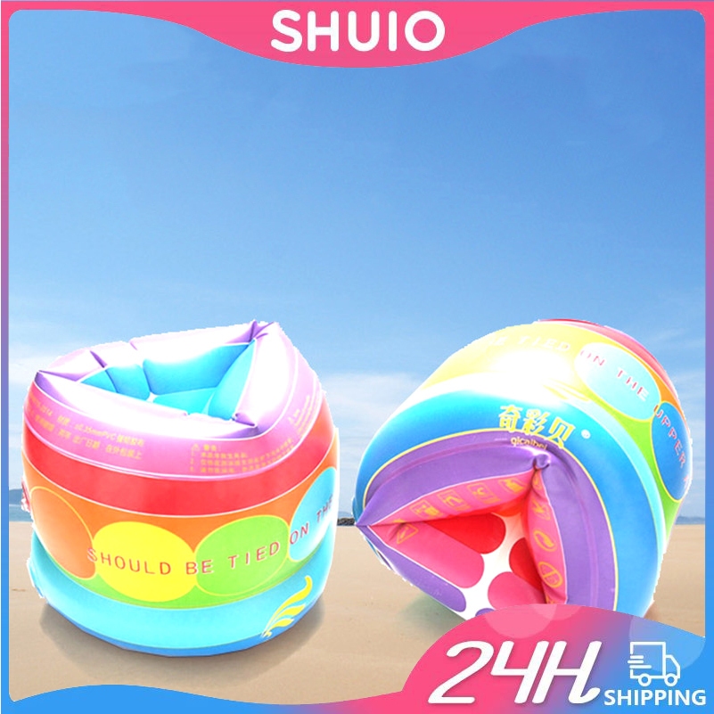 SHUIO 1 Pair Cute Rainbow Arm Floaters For Kids Swimming Arm Float ...