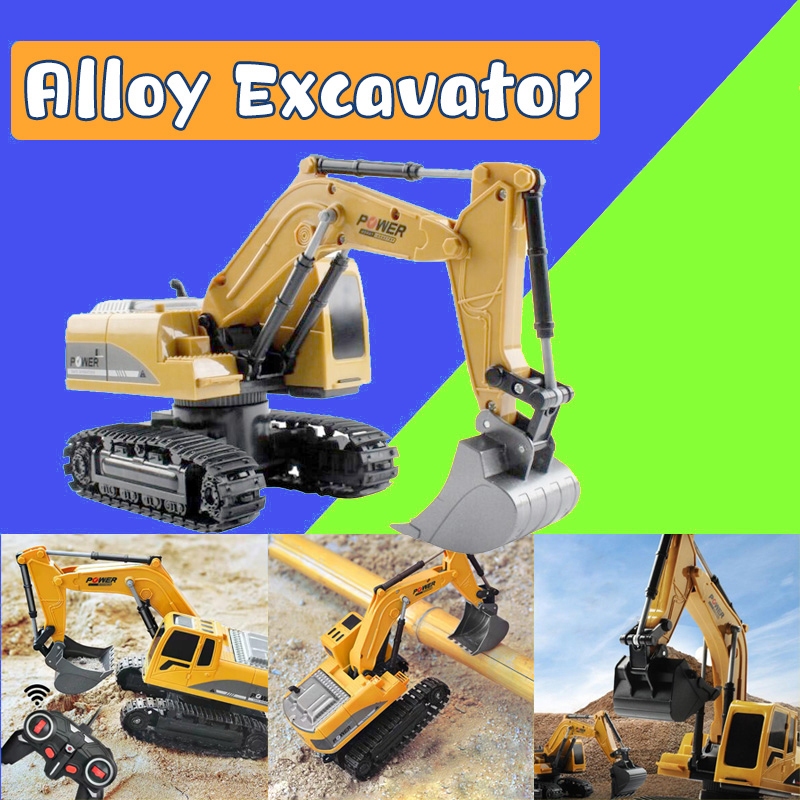 Alloy remote control car for boys Excavator 1:24 Rechargeable Rc ...