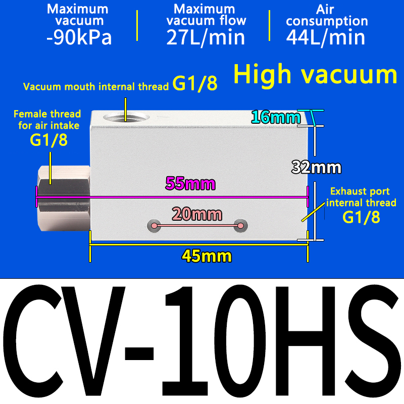 Pneumatic Vacuum Generator CV-10HS CV-15HS CV-20HS CV-25HS CV/EV/ZEV Vacuum Micro Switch ...