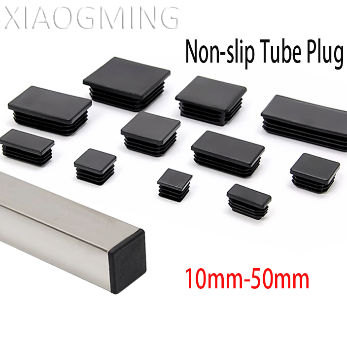 10mm-50mm Rectangle Black Plastic Pipe Tubing Inner Plugs Tube Foot ...