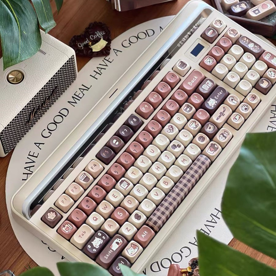 141 Keys Cat Cafe Keycaps MOA Height PBT Material Keycap Five sided ...