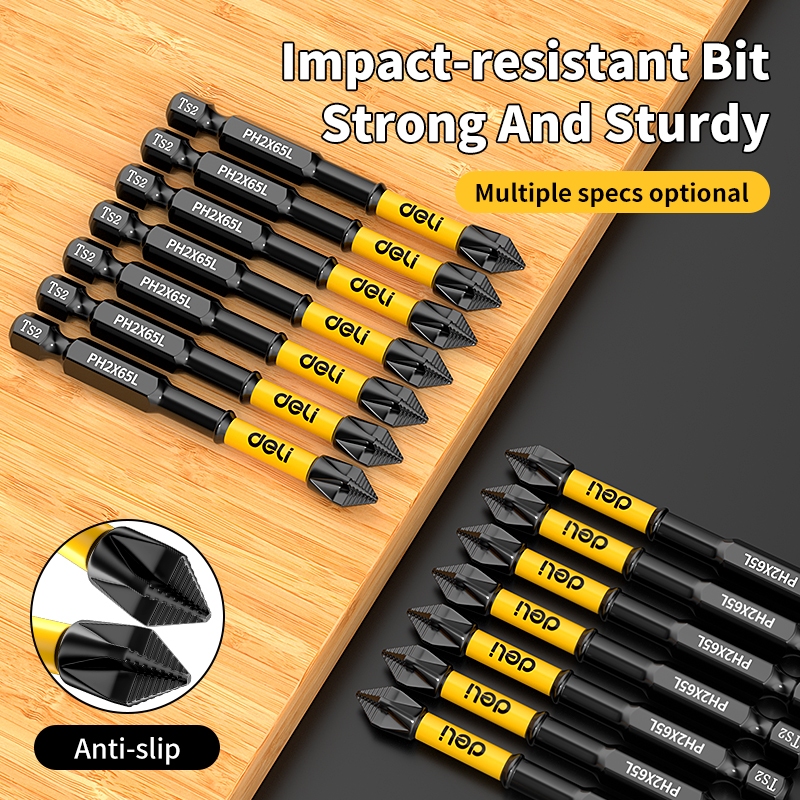 Deli PH2 magnetic screwdriver bit set TS2 hexagonal handle alloy steel Anti-slip electric ...