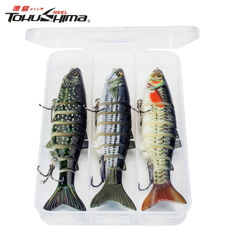 12cm/19.4g Slow Sinking Baits Multi Jointed Swimbaits 3Pcs/Box Lifelike ...