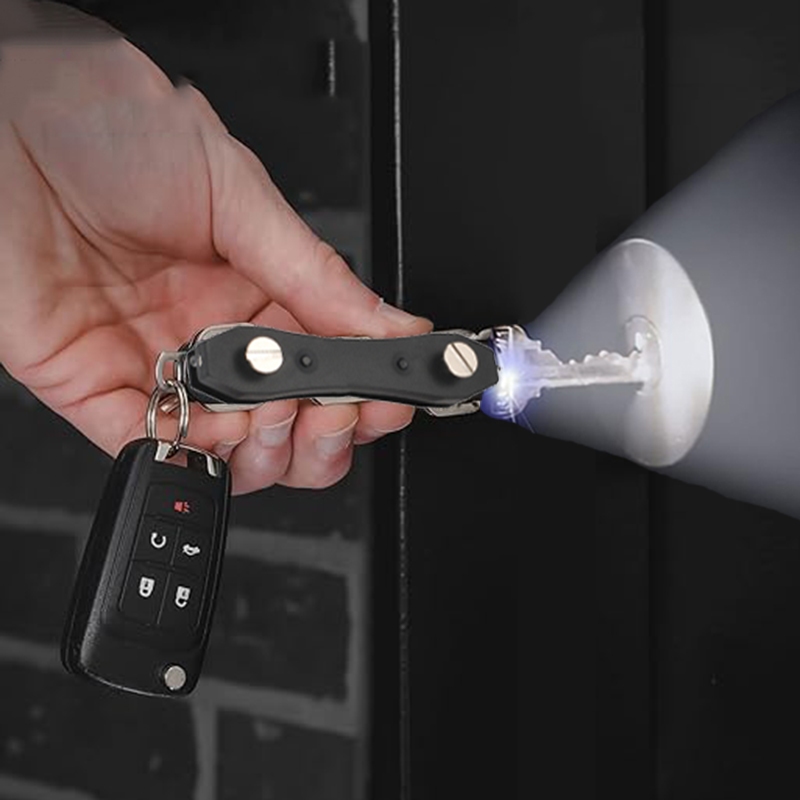Key Holder with LED Flashlight Key Organizer Premium Portable Compact ...