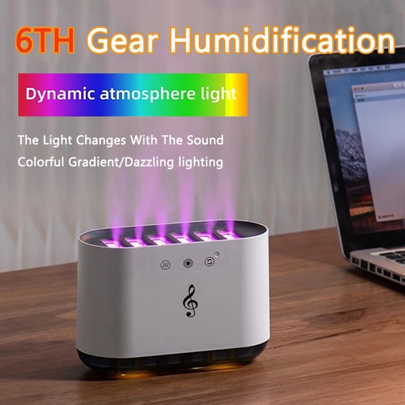 New Desktop Dynamic Music Ultrasound Flame Air Humidifier Home 900ML ...