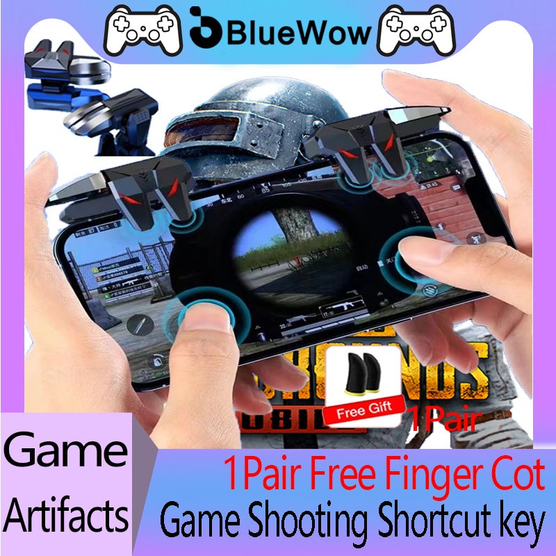 BlueWow 6 Finger 4 Buttons Game Trigger Joystick Aim Shooting for PUBG ...