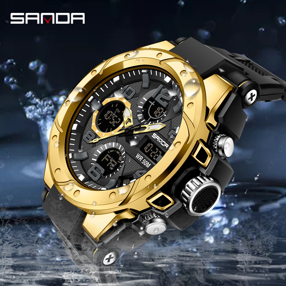 SANDA Digital Watch Men Military Army Sport Chronograph Quartz ...