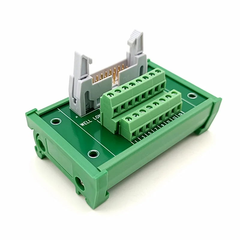 DIN Rail Mount IDC16 2x8 Pins 0.1" Male Header Breakout Board, Terminal ...