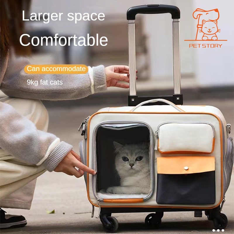 Pet Suitcase Cat Bag Portable Outing Pet Trolley Bag Luggage Small Dog ...