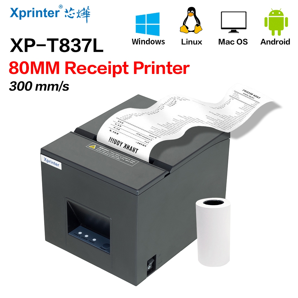 XP-T837L 80mm Thermal Receipt Printer Auto cutter POS Printer USB+Serial+Ethernet Wifi Bluetooth ...