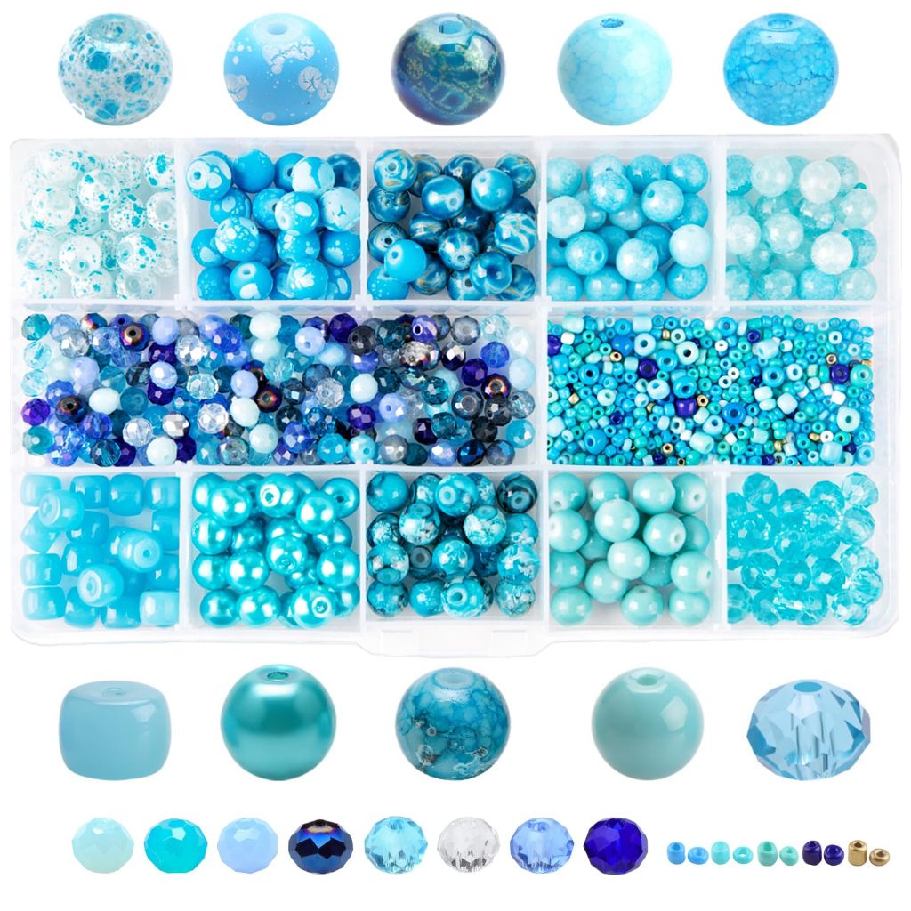 New Simple Blue Gradient Glass Beads Handmade DIY Jewelry Accessories ...