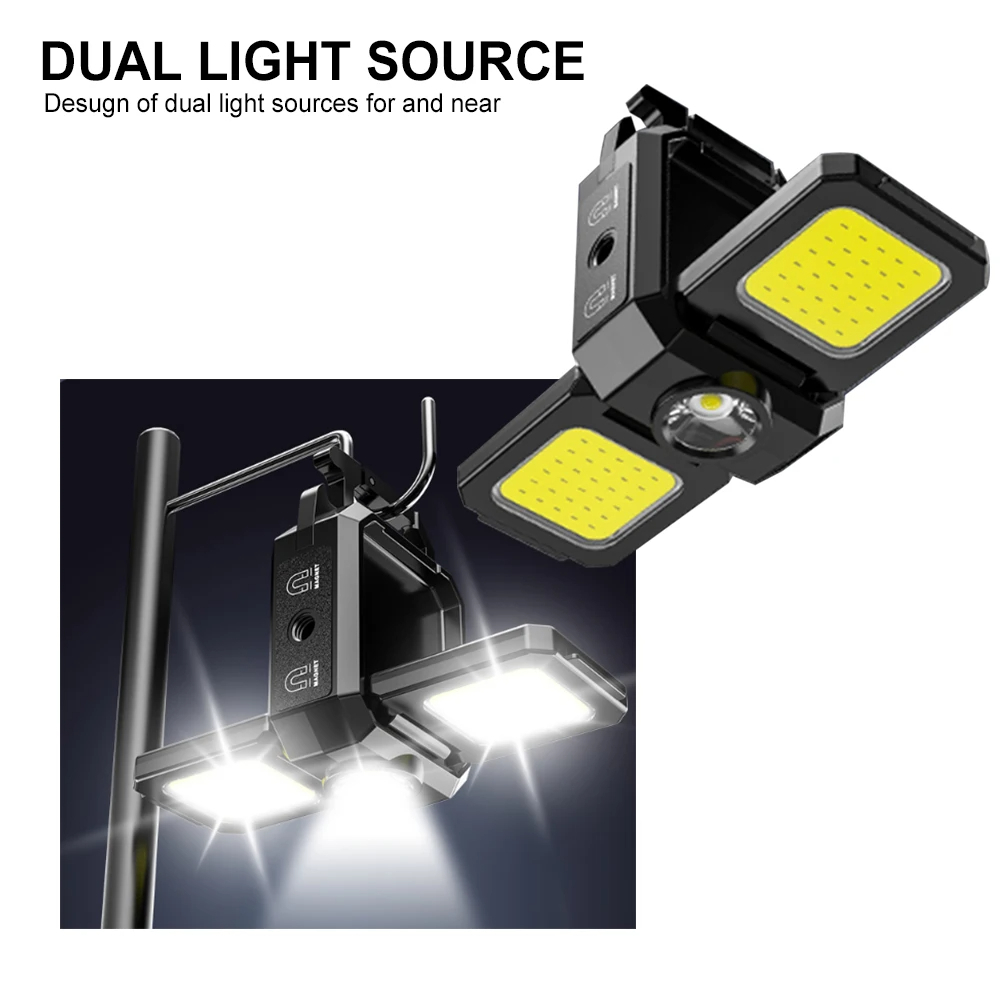 Multifunctional three head keychain light double-sided COB magnetic ...