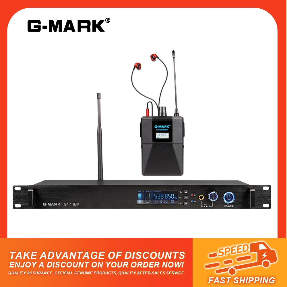 G-MARK G4.1 IEM UHF Mono/Stereo Mix In Ear Monitor System for Stage ...