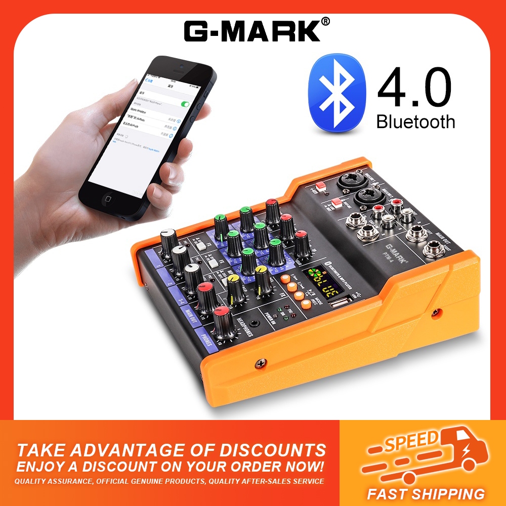 G-Mark PTM4 Mini USB Audio Mixer 4 Channel With Effect Bluetooth MP3 ...