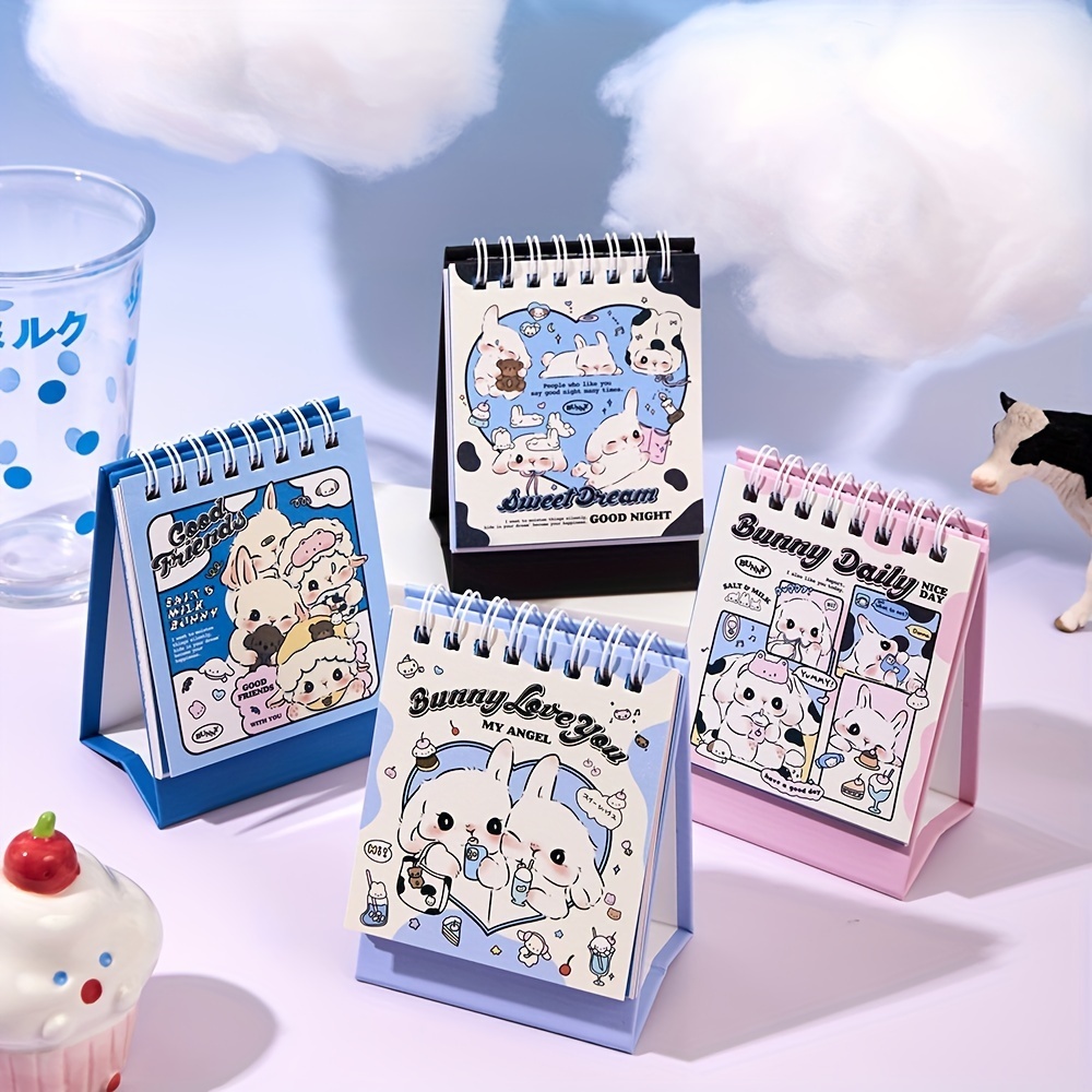1 pc Cute Bunny 2024 Mini Desk Calendar Tabletop Flip Calendar Monthly ...