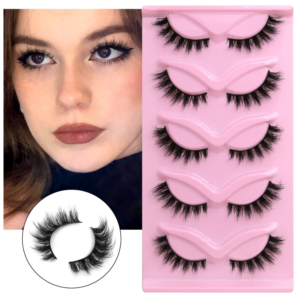 GROINNEYA 5 Pairs Manga Lashes Fluffy Soft Cross Lashes Dramatic Thick ...