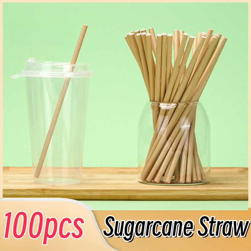 100pcs Individually Wrap 6mm thin straw，SugarCane Straw，coffee straw ...