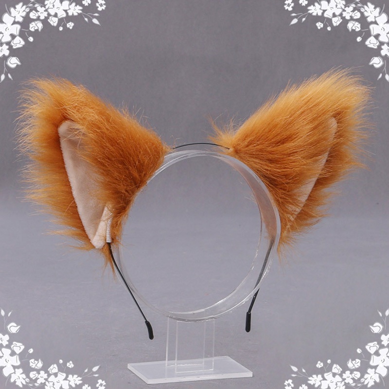 1pc Long Plush Head Rim Cat Ears Hair Hoop Faux Fox Fur Headwear Hair ...