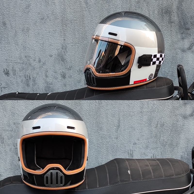 ORZ Retro Motorcycle Helmet Men's and Women's Full Helmet Street Bike ...
