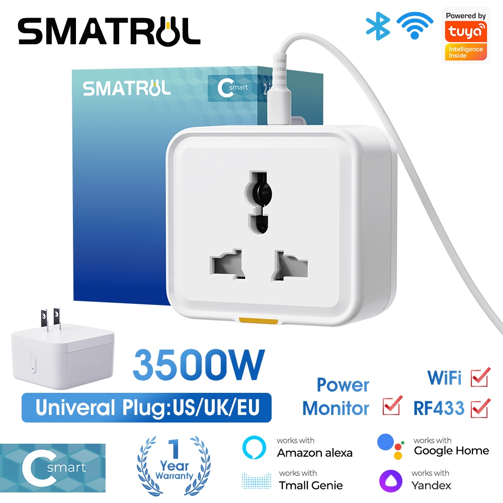 SMATRUL Tuya Smart Home Plug Socket UK EU US Universal Type-C 16A WiFi ...