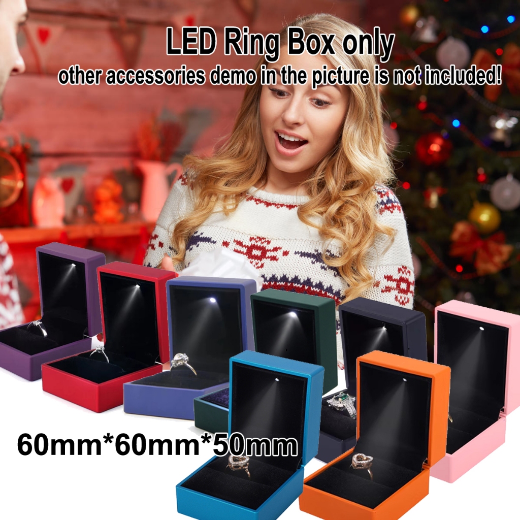 Jewelry Box With LED Light For Engagement Wedding Festival Box Ring ...