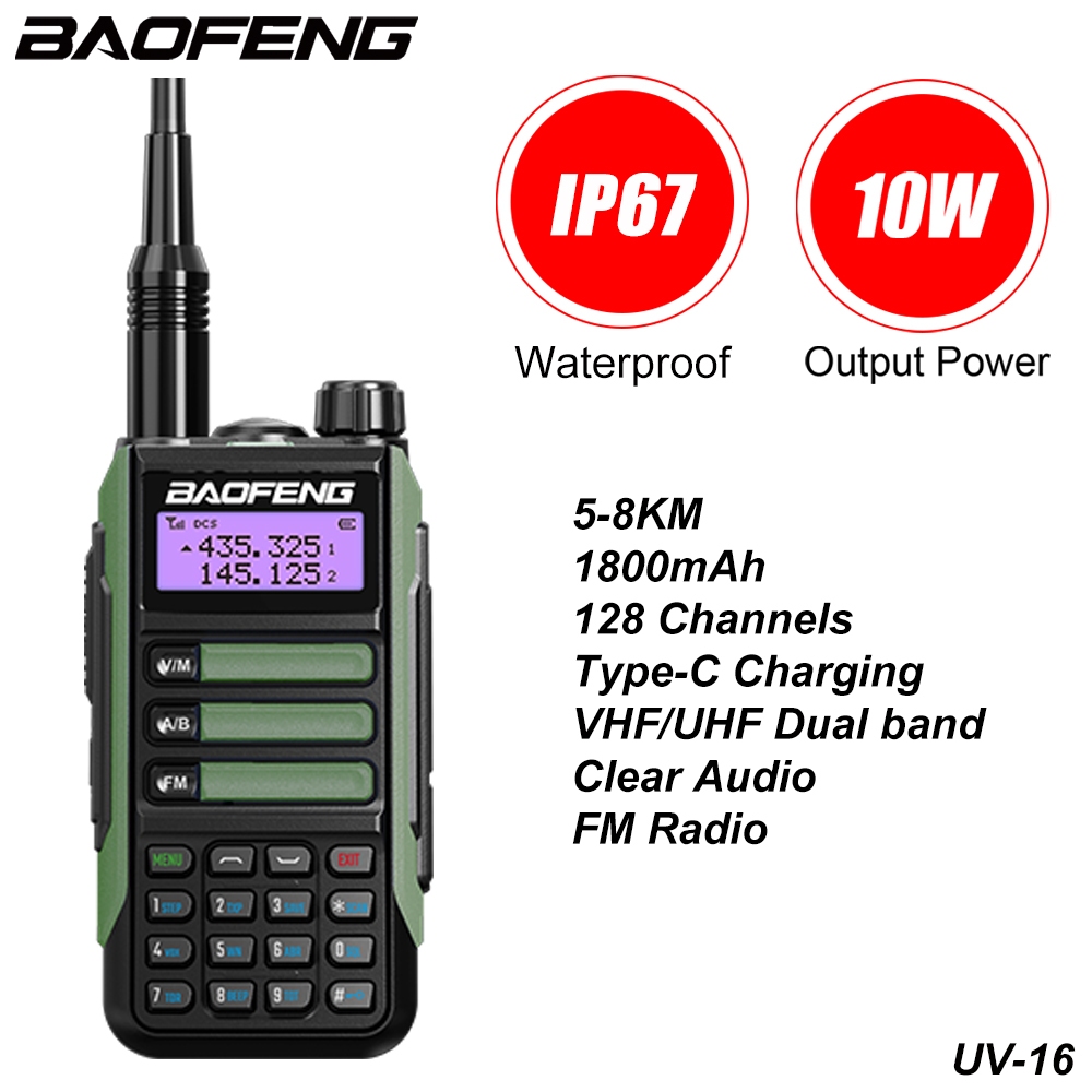 Baofeng UV-16（UV-20) IP67 Waterproof Walkie Talkie UHF/VHF Two Way Radio 10W Walkie Talkie Type ...