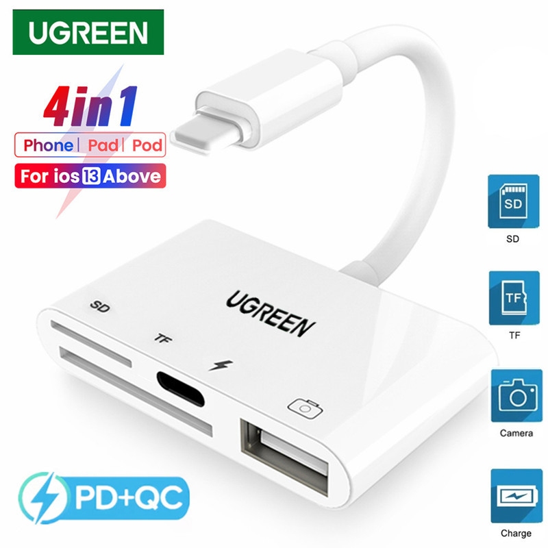 Ugreen 4 In 1 SD TF Memory Card OTG Adapter 8Pin To SD TF UBS Card ...