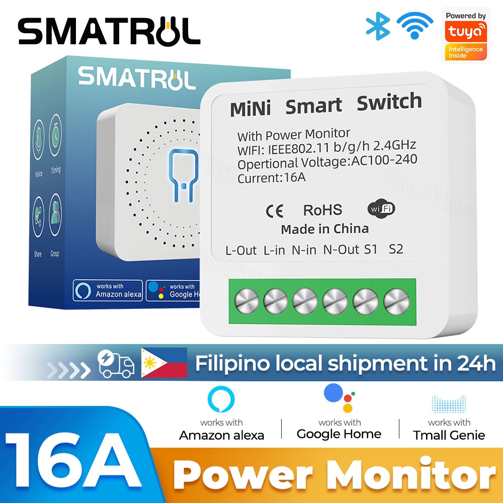 SMATRUL 16a Tuya Mini Diy Smart Switch Wifi Push 2 Way Module 220v ...