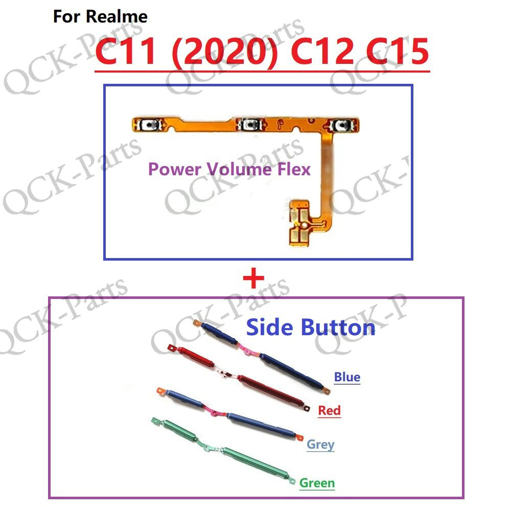 For OPPO Realme C11 2020 C12 C15 Power on / off Switch Button Volume Flex Cable Replacement ...