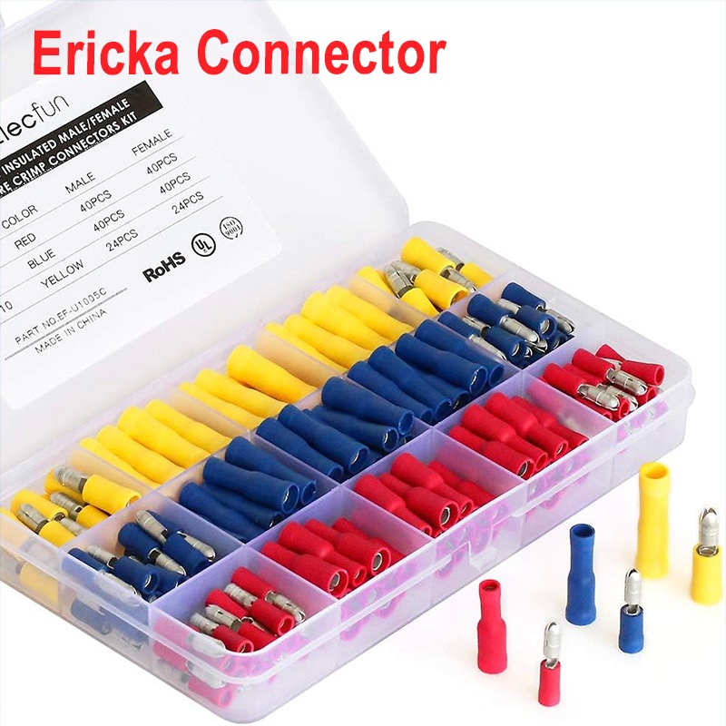 208PCS Bullet Quick Connector Kit 10-22 AWG Fully Insulated Nale Bus ...