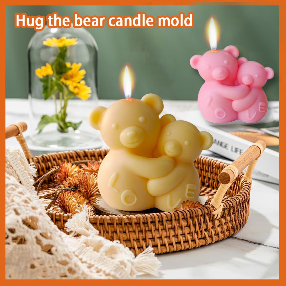 JDH Hug Bear Silicone Mold - 3D Teddy Bear Candle Mold, Large Epoxy ...