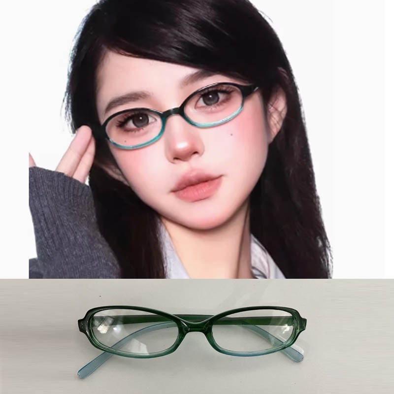 Roselife Japanese Retro Transparent Lens Brown Narrow Oval Eyeglasses ...