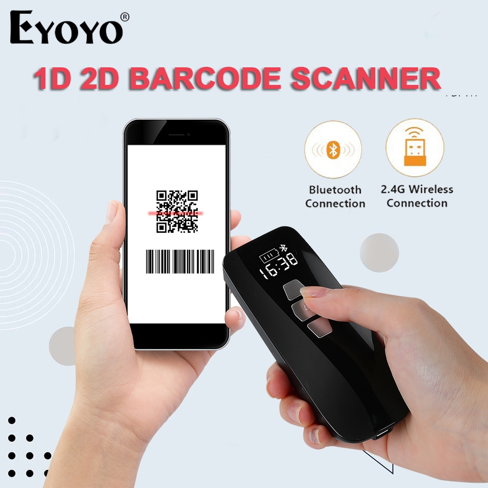 Evnvn Bluetooth 2D Barcode Scanner with Time Stamp Wireless Mini Bar ...