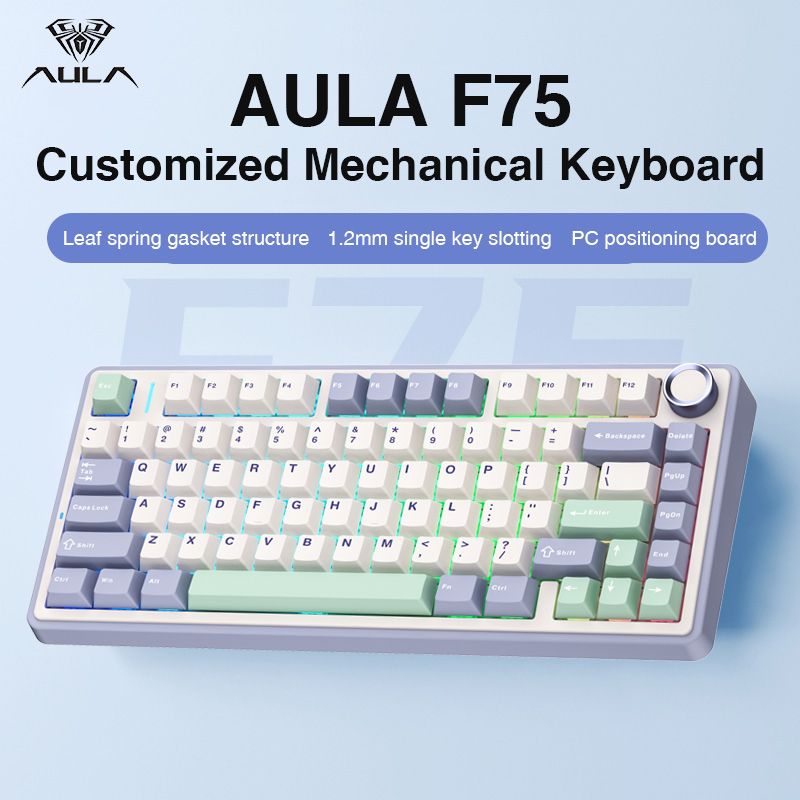 AULA F75 Mechanical Keyboard 75% 80 Key RGB Tri-Mode Wired Bluetooth 2 ...